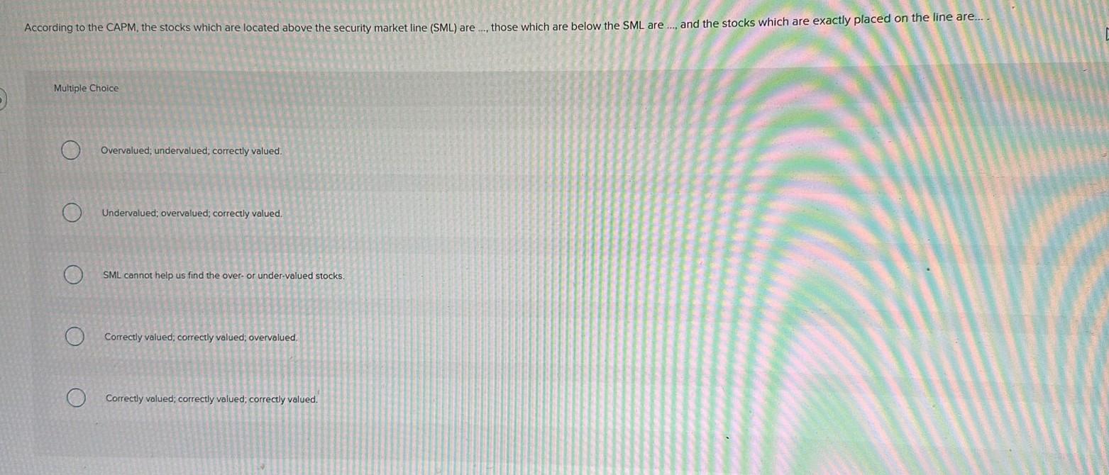 Solved Multiple Choice Overvalued; undervalued; correctly | Chegg.com