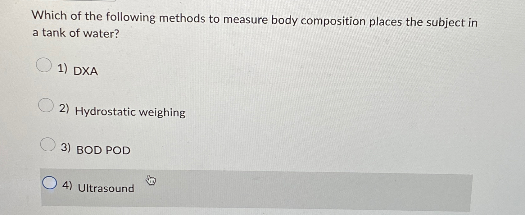Solved Which of the following methods to measure body | Chegg.com