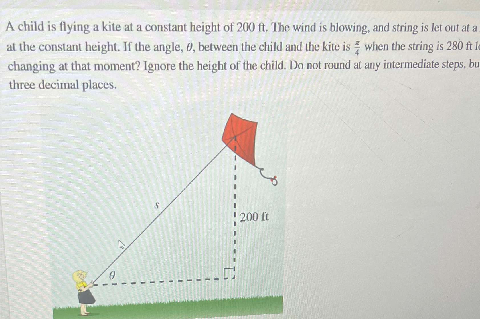Solved A child is flying a kite at a constant height of | Chegg.com