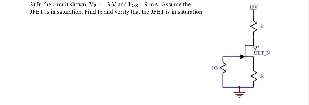 Solved In the circuit shown, VP=-3V ﻿and IDSS=9mA. ﻿Assume | Chegg.com