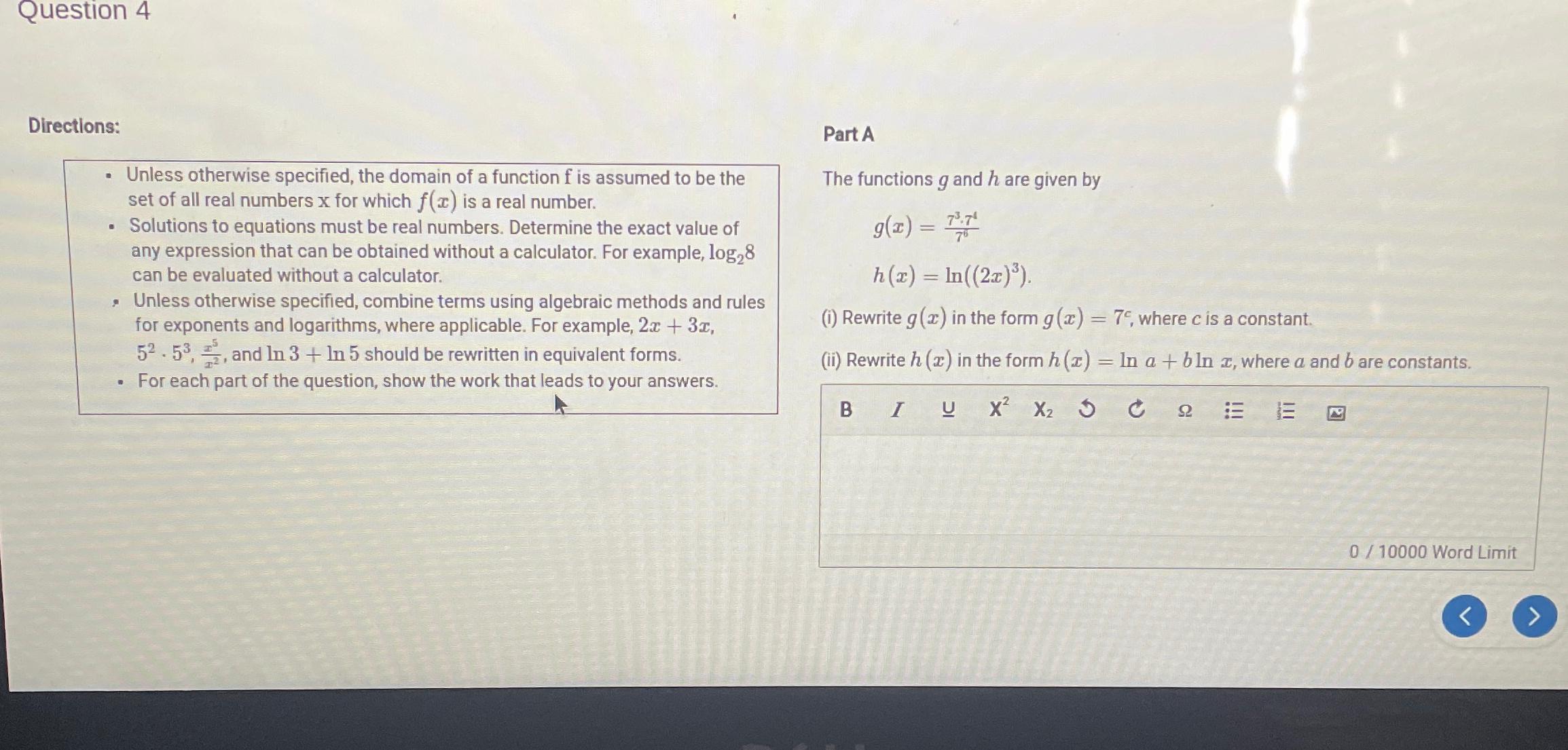 Solved Question 4Directions:Unless otherwise specified, the | Chegg.com