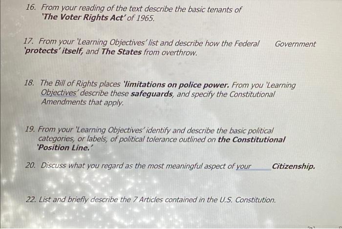 Bill Of Rights List Simple