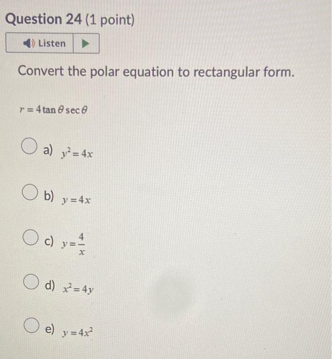 Solved Convert the polar equation to rectangular form. | Chegg.com