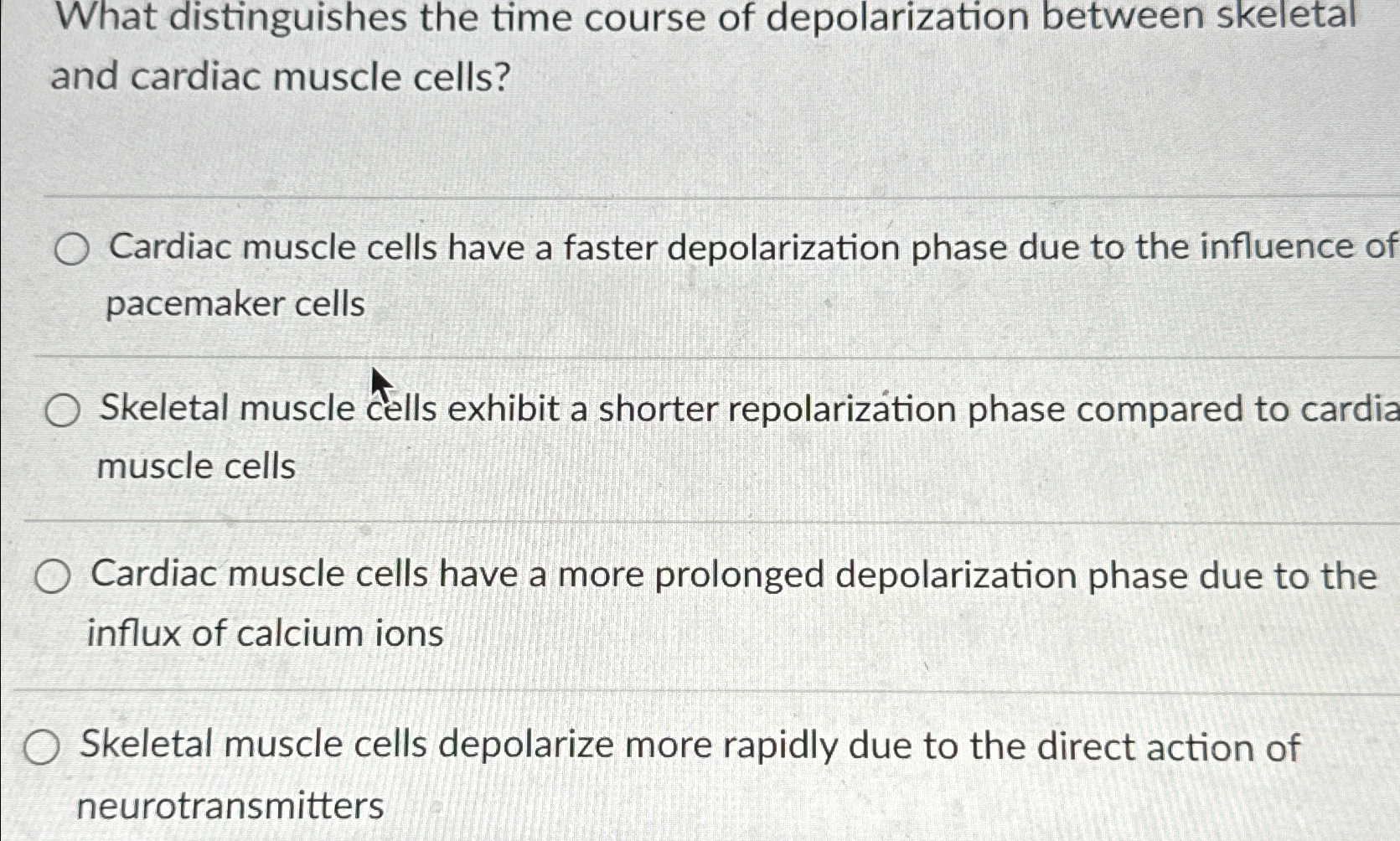 Solved What distinguishes the time course of depolarization | Chegg.com