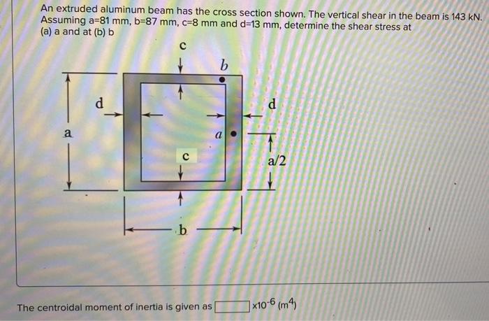 Solved An extruded aluminum beam has the cross section | Chegg.com