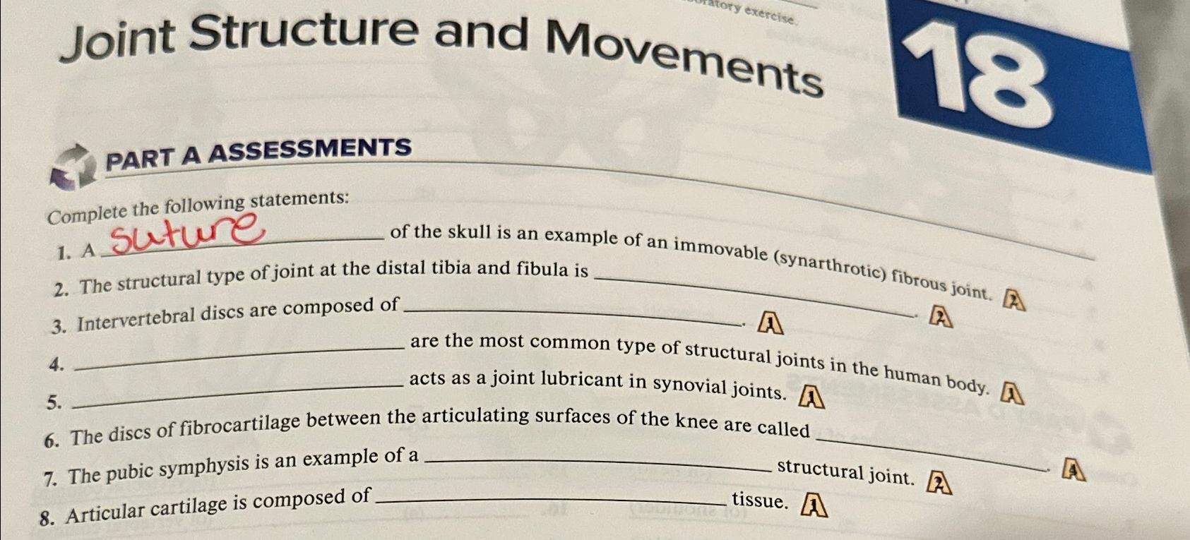 Solved Joint Structure and MovementsC. ﻿PART A | Chegg.com
