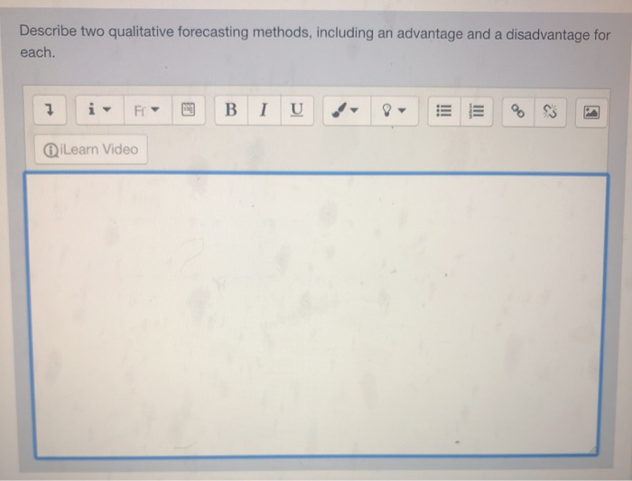 Solved Describe two qualitative forecasting methods, | Chegg.com