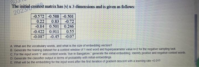 Given a training corpus: "I live in Bangalore, | Chegg.com