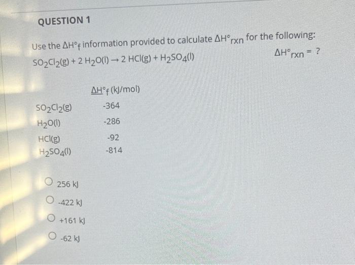 Solved Use the ΔH∘ f information provided to calculate | Chegg.com