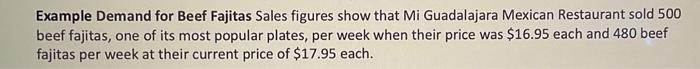 Solved Example Demand for Beef Fajitas Sales figures show | Chegg.com