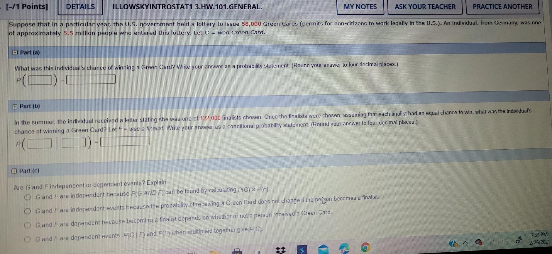 Solved [-/1 Points] DETAILS ILLOWSKYINTROSTAT1 | Chegg.com