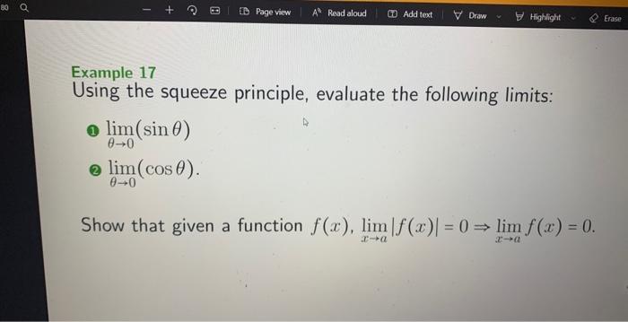 Solved Example 17 Using the squeeze principle, evaluate the | Chegg.com