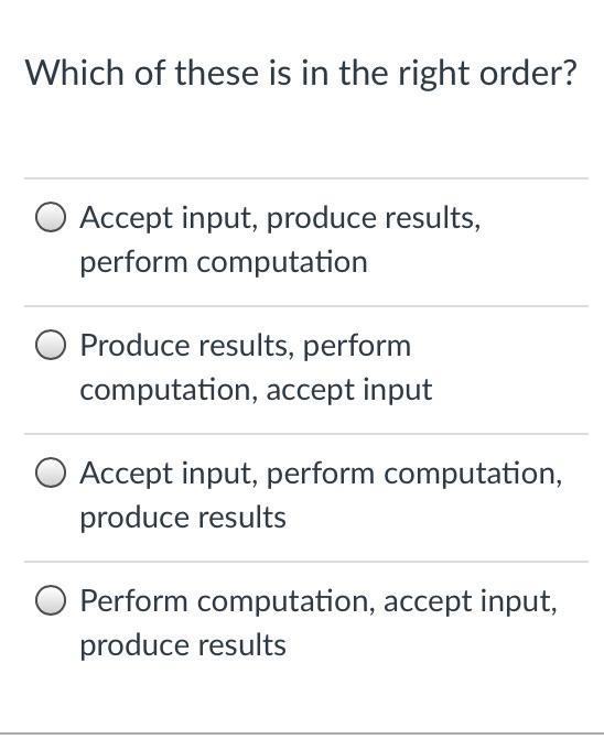 Solved Which of these is in the right order? O Accept input, | Chegg.com