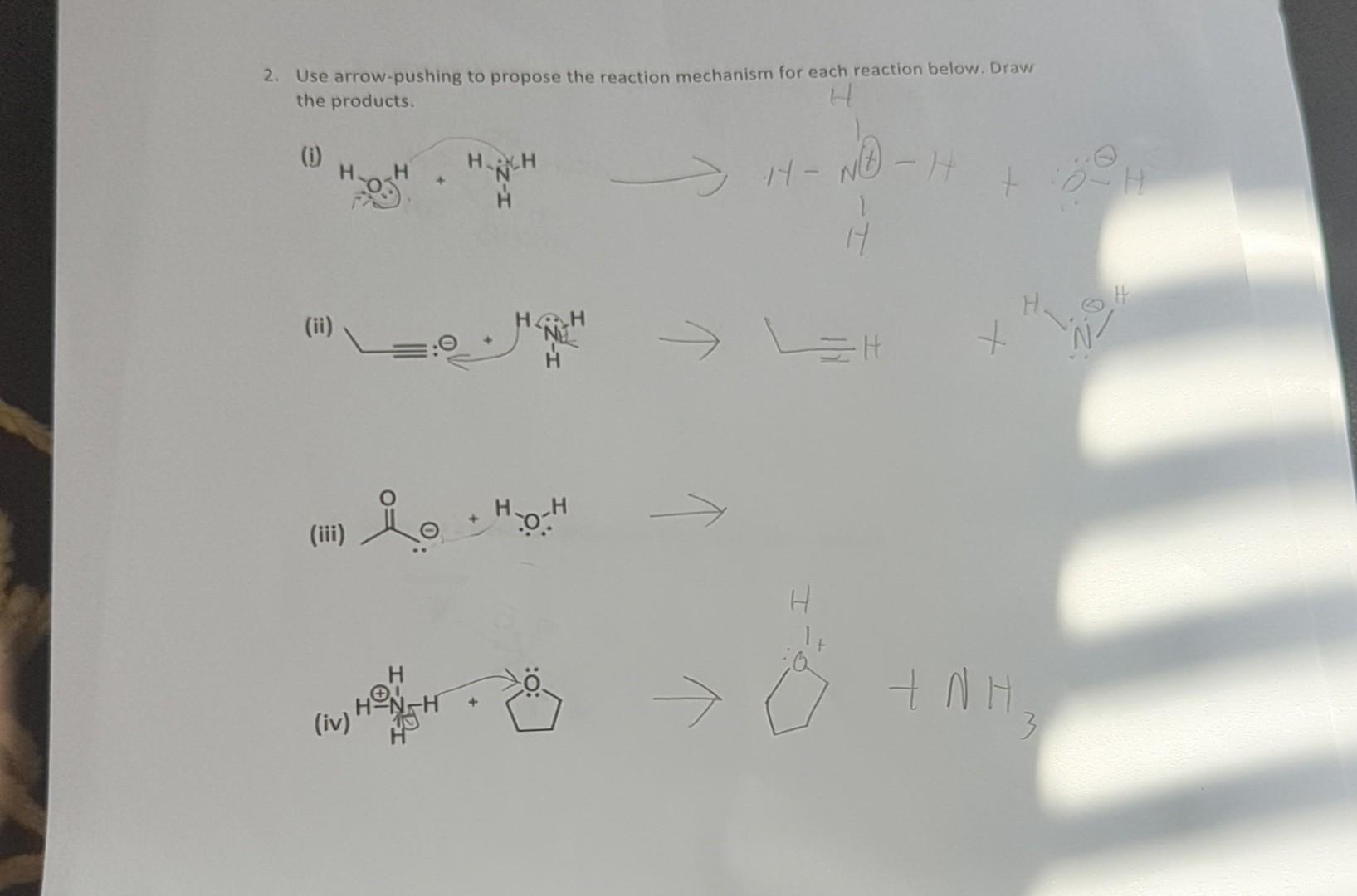 Solved 2. Use arrow-pushing to propose the reaction | Chegg.com