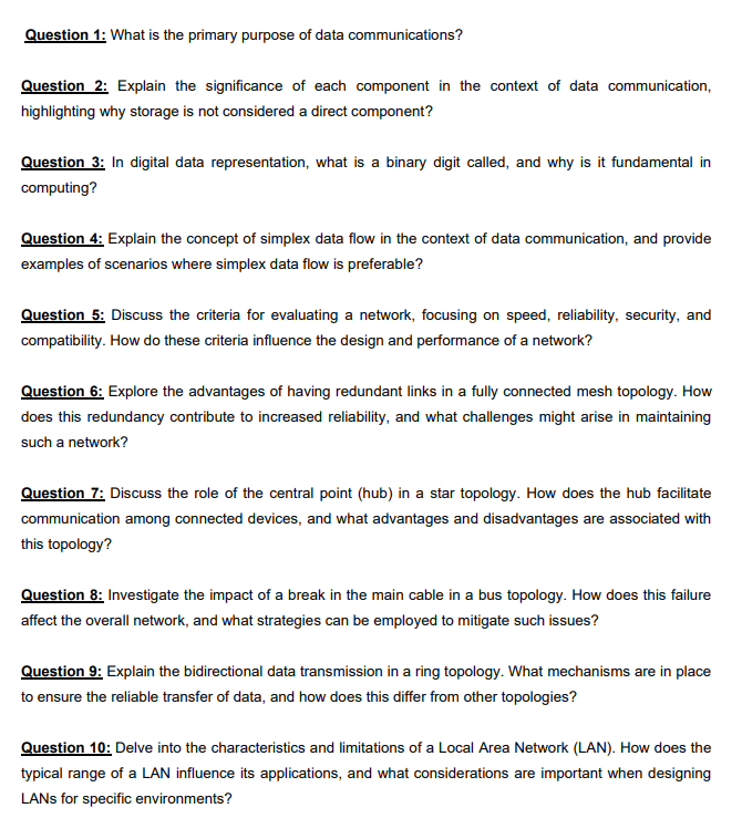 Solved Question 1: What is the primary purpose of data | Chegg.com