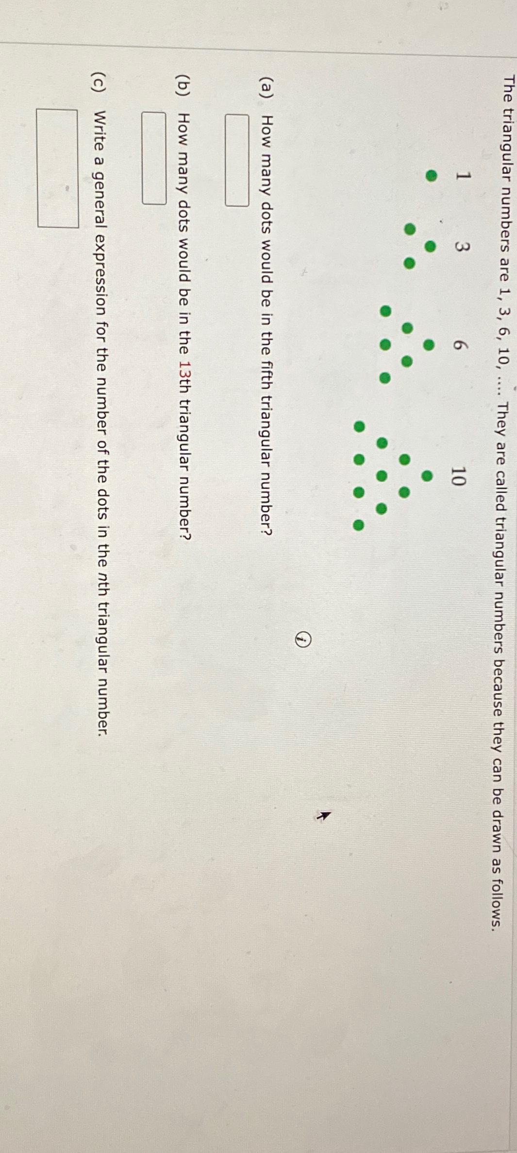Solved The triangular numbers are 1,3,6,10,dots. They are | Chegg.com