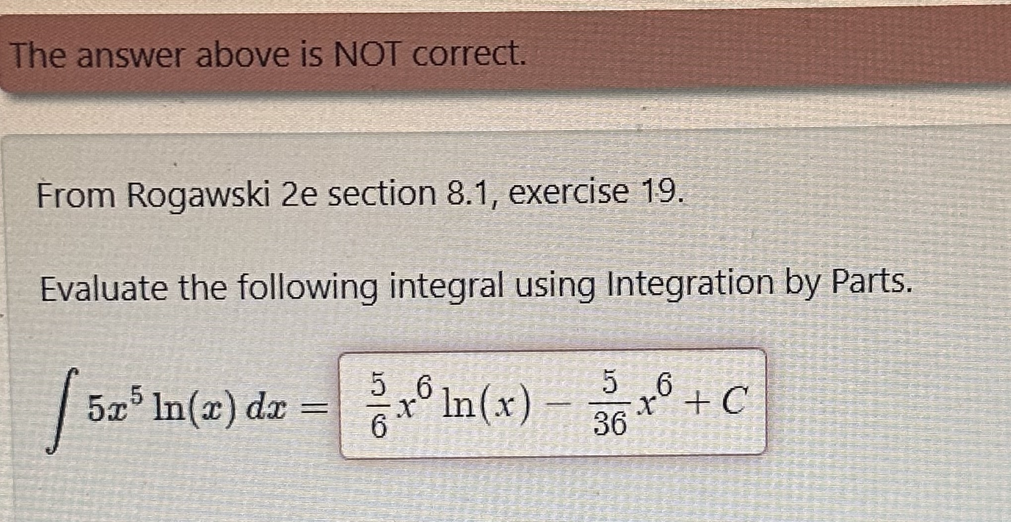 Solved From Rogawski 2e section 8.1, ﻿exercise 19Evaluate | Chegg.com