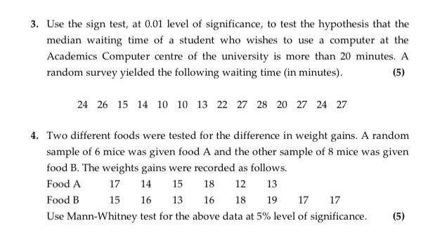 Solved 3. Use the sign test, at 0.01 level of significance, | Chegg.com