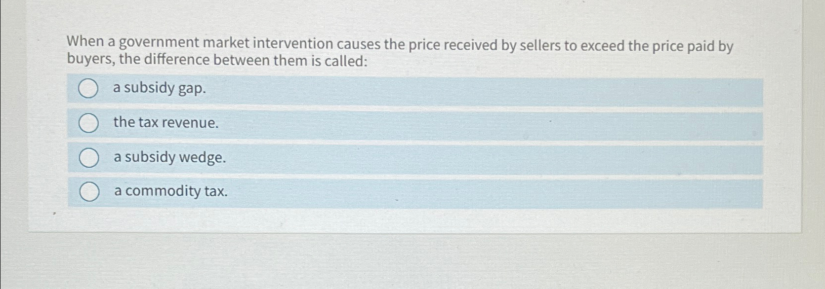 Solved When a government market intervention causes the | Chegg.com