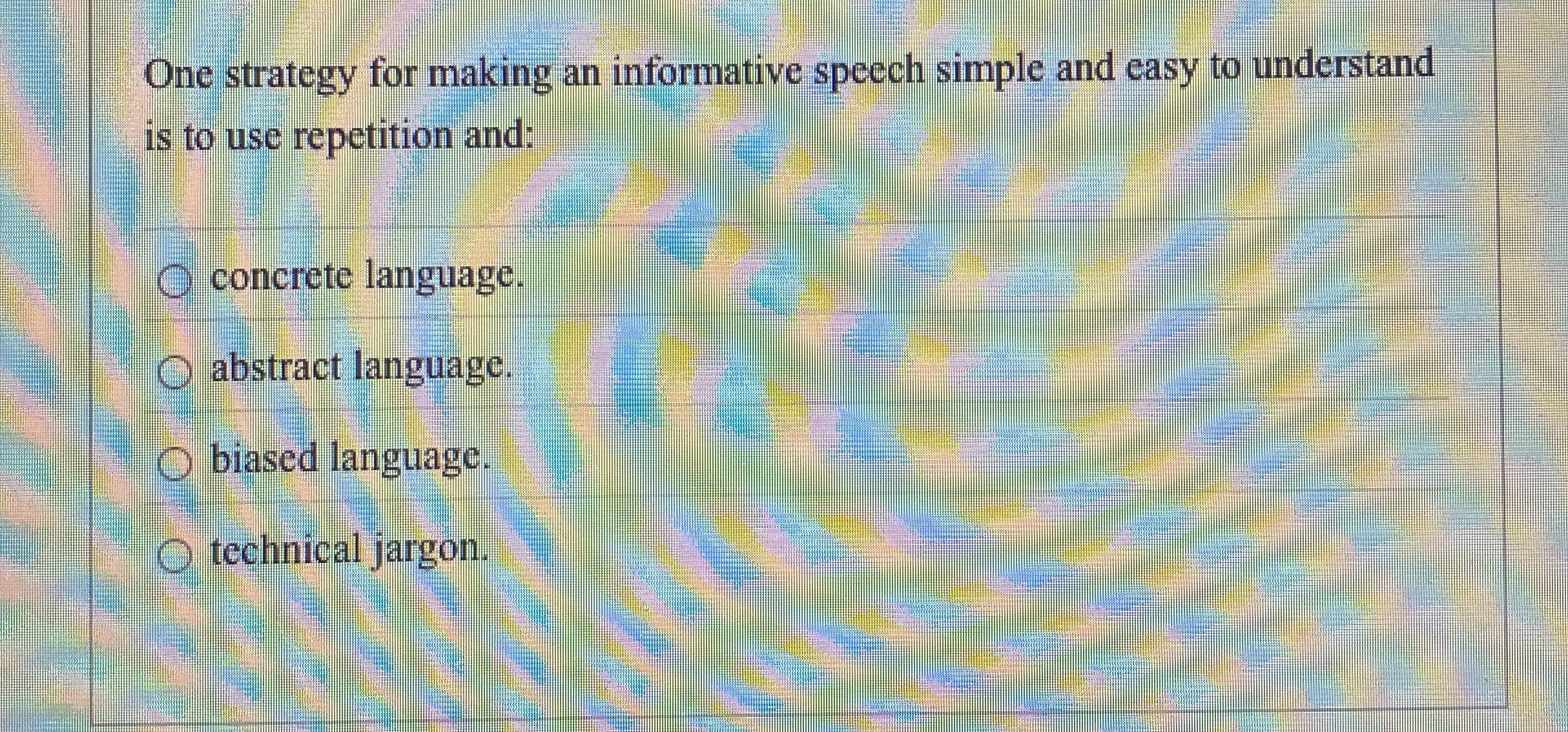 Solved One strategy for making an informative speech simple | Chegg.com