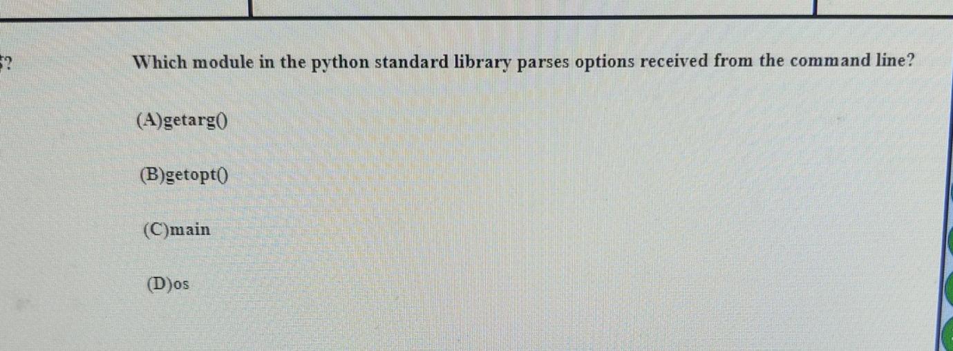 Solved Which module in the python standard library parses | Chegg.com