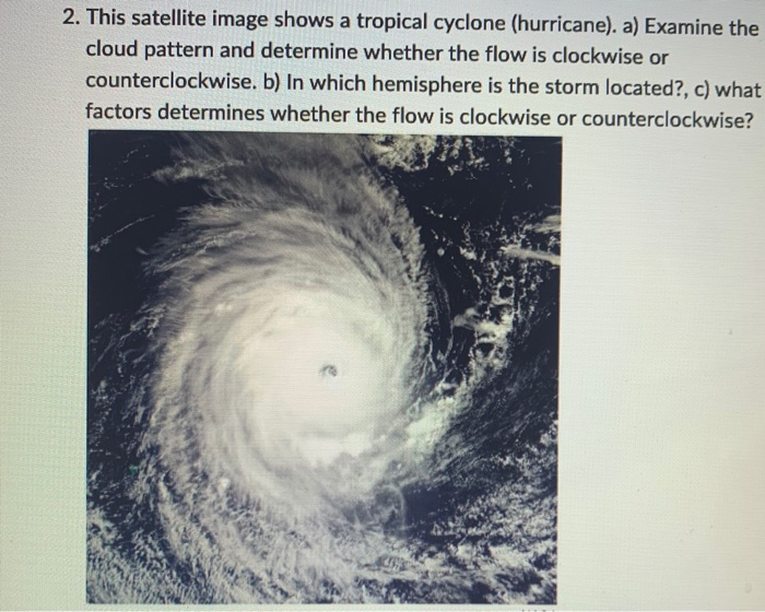Solved 2. This satellite image shows a tropical cyclone | Chegg.com