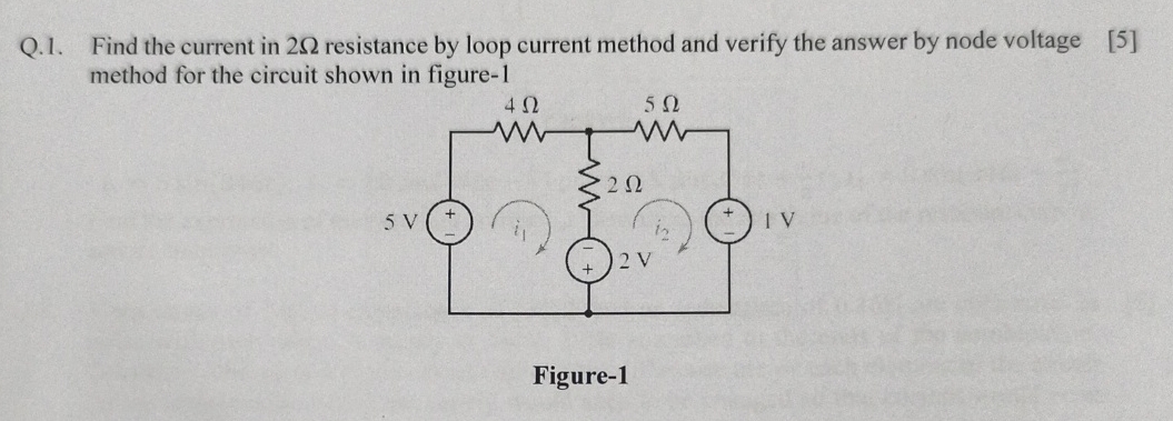 Solved Q.1. ﻿Find the current in 2Ω ﻿resistance by loop | Chegg.com