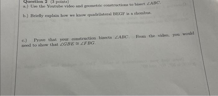 Solved b.) Briefly explain how we know quadrilateral BEGF is | Chegg.com