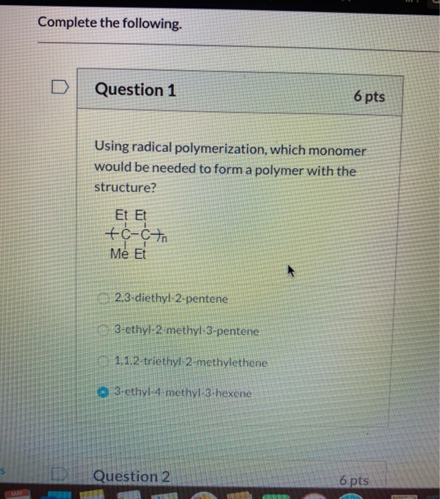 Solved Complete the following. Question 1 6 pts Using | Chegg.com