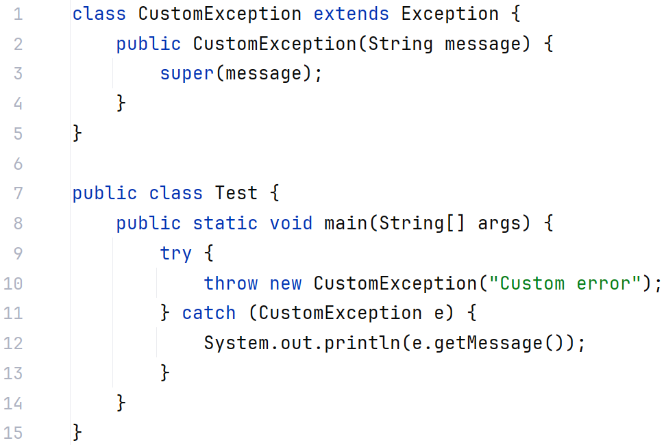 Solved What will code output? class CustomException | Chegg.com