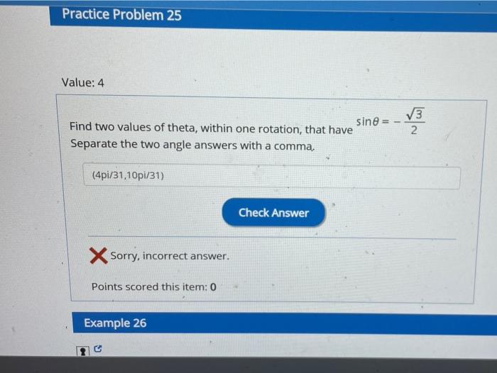 Solved Practice Problem 25 Value: 4 Find two values of | Chegg.com