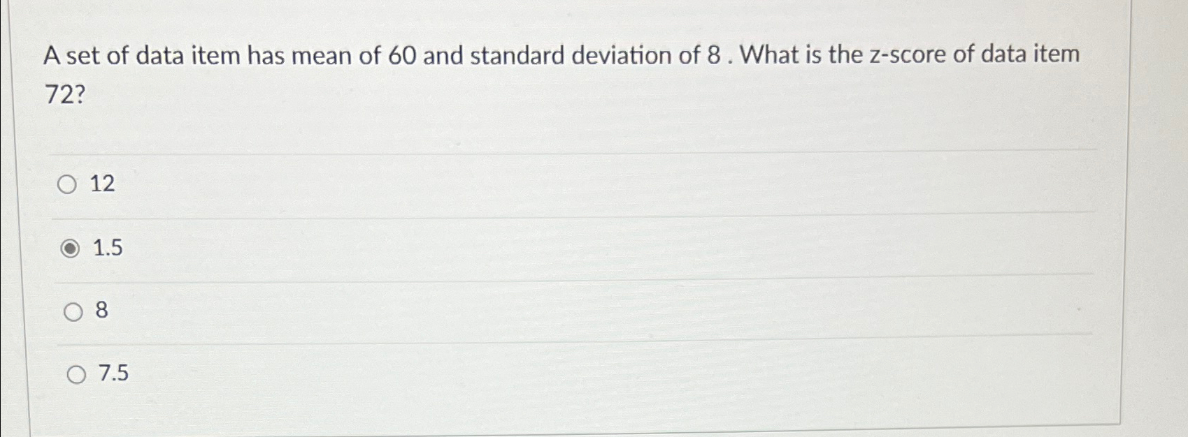 Solved A set of data item has mean of 60 ﻿and standard | Chegg.com