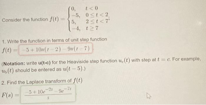 Solved Consider The Function F T 1 Write The Function In