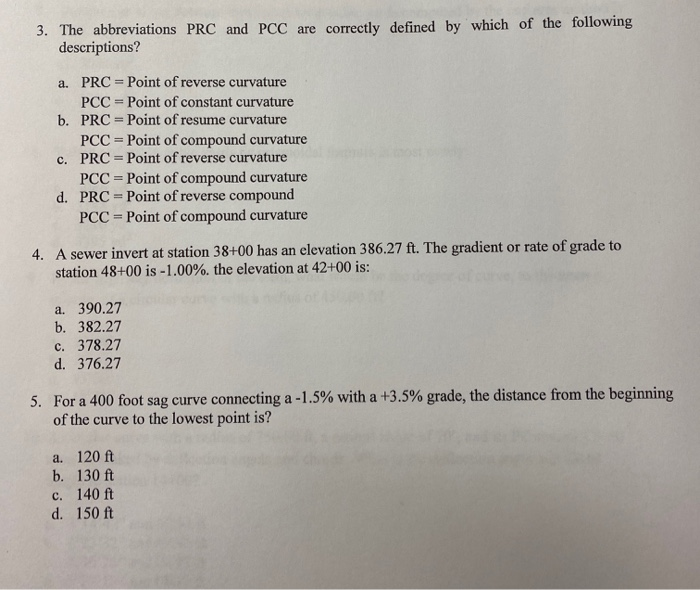 Solved 3. The abbreviations PRC and PCC are correctly | Chegg.com