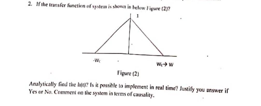 Solved 2. If the transier function of system is shown in | Chegg.com