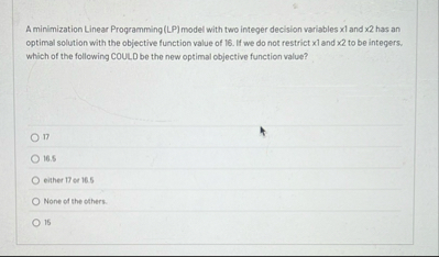 Solved A minimization Linear Programming (LP) ﻿model with | Chegg.com