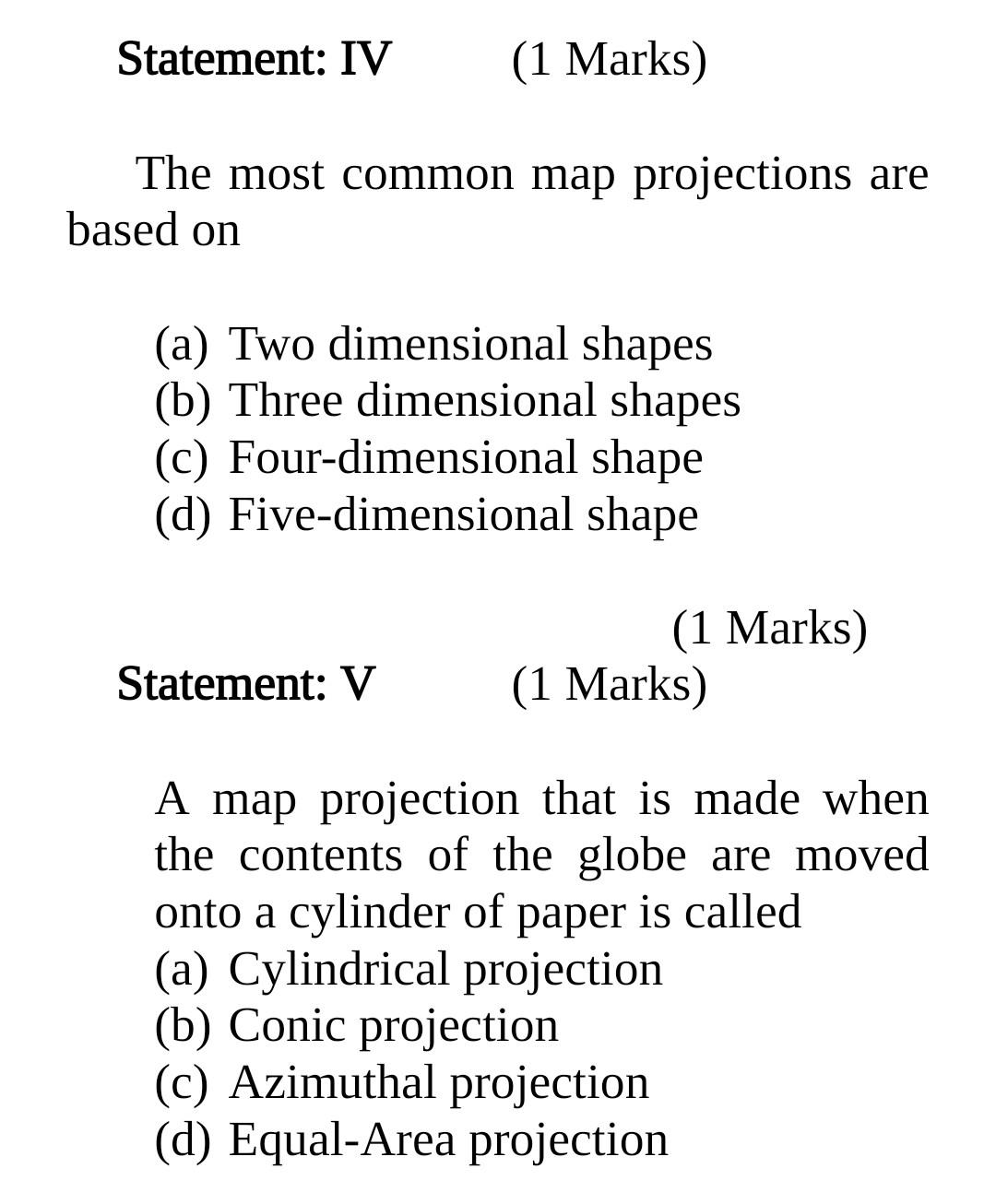 Solved Statement: IV (1 Marks) The most common map | Chegg.com