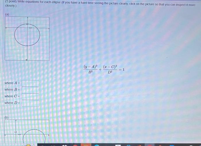 Solved (1 point) Wnite equations for each ellipse (if you | Chegg.com