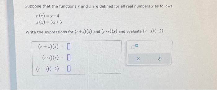 Solved Suppose that the functions r and s are defined for | Chegg.com
