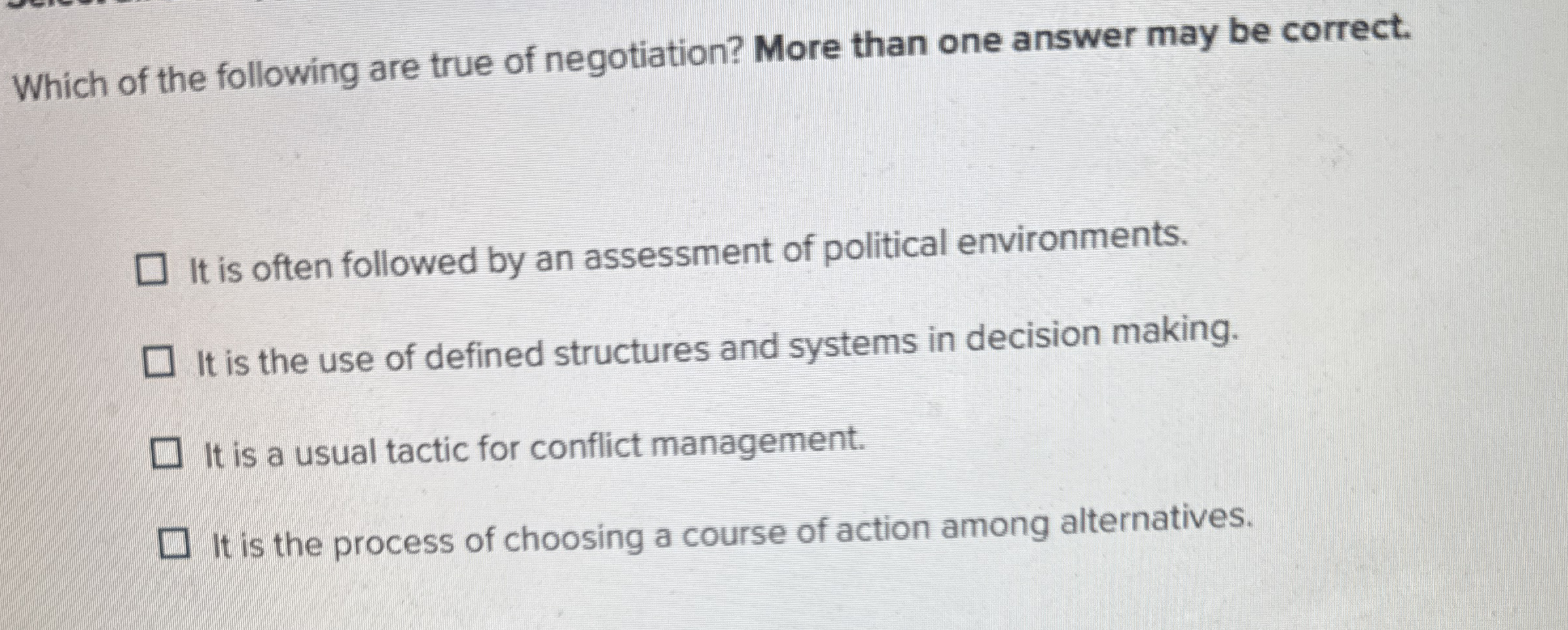 Solved Which of the following are true of negotiation? More | Chegg.com