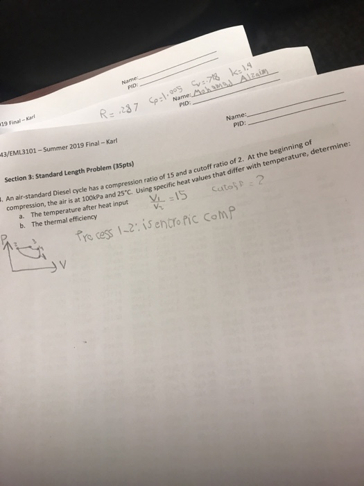 Solved k-1,4 Alzim Name: Cv=.718 Se-1.005 Name: Me PID: | Chegg.com