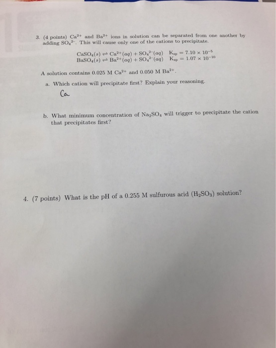Solved 3. (4 points) Ca2+ and Ba2+ jons in solution can be | Chegg.com