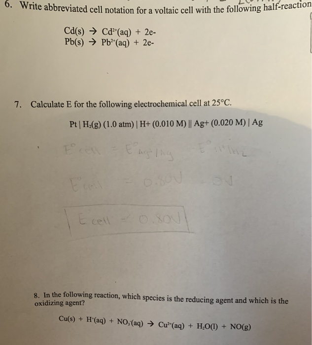Solved write abbreviated cell notation for a voltaic cell | Chegg.com