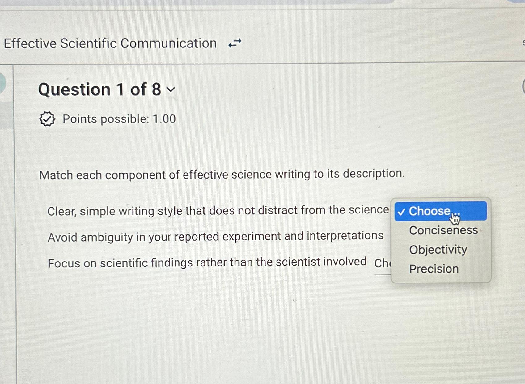Solved Effective Scientific Communication harrQuestion 1 ﻿of | Chegg.com