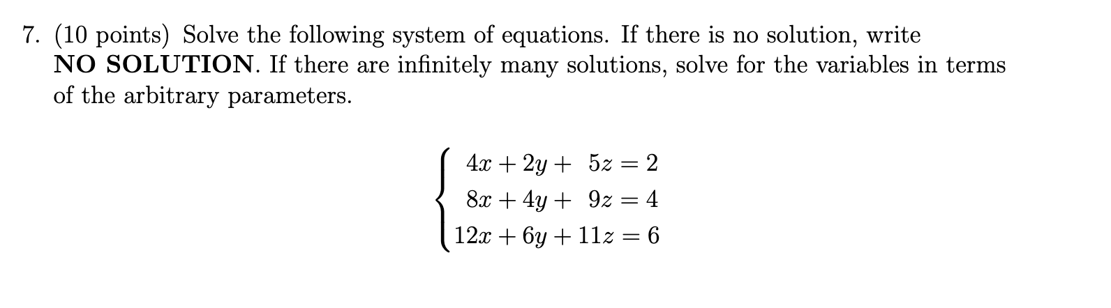 Solved (10 ﻿points) ﻿Solve the following system of | Chegg.com