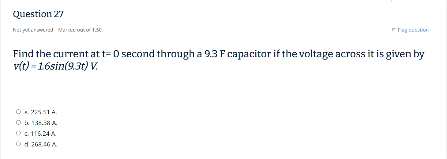 Solved Question 27Not yet answered Marked out of 1.50P Flag | Chegg.com