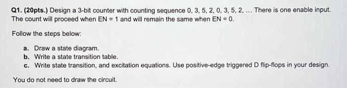 Solved Q1. (20pts.) Design a 3-bit counter with counting | Chegg.com