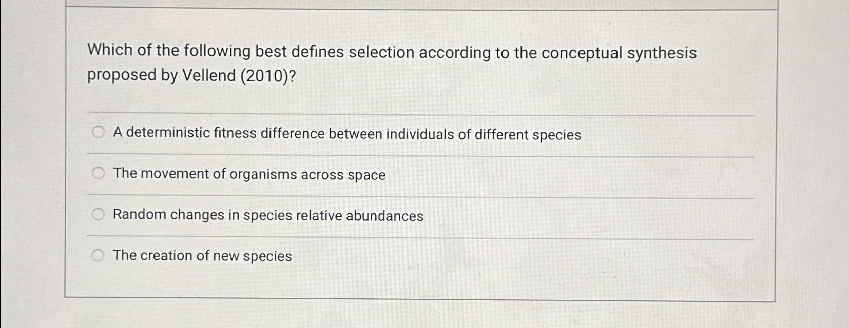 Solved Which of the following best defines selection | Chegg.com