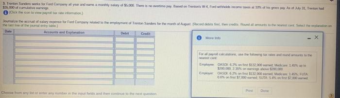 Solved Trenton Sanders works for Ford Company all year and | Chegg.com