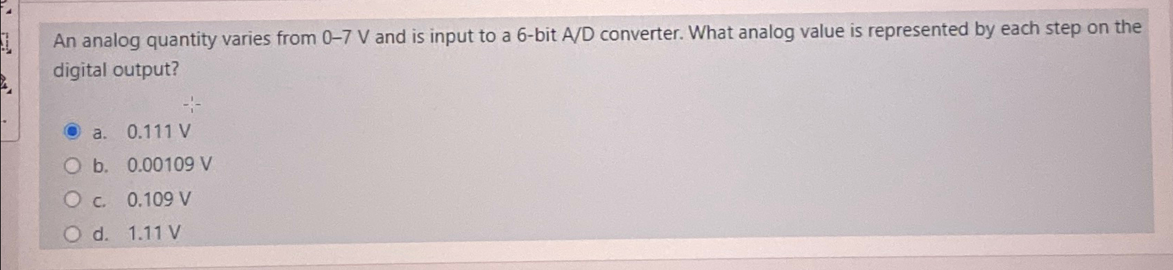 Solved An analog quantity varies from 0-7V ﻿and is input to | Chegg.com